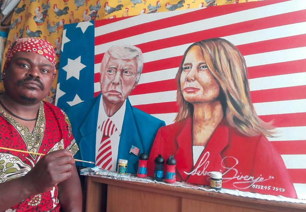 Rasta's drawing of Donald and Melania Trump leaves Mzansi in stitches